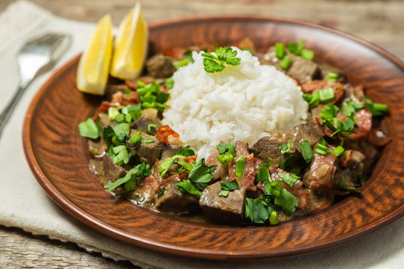 Braised Liver with Chorizo Sausage Stock Photo - Image of sauce, dinner ...
