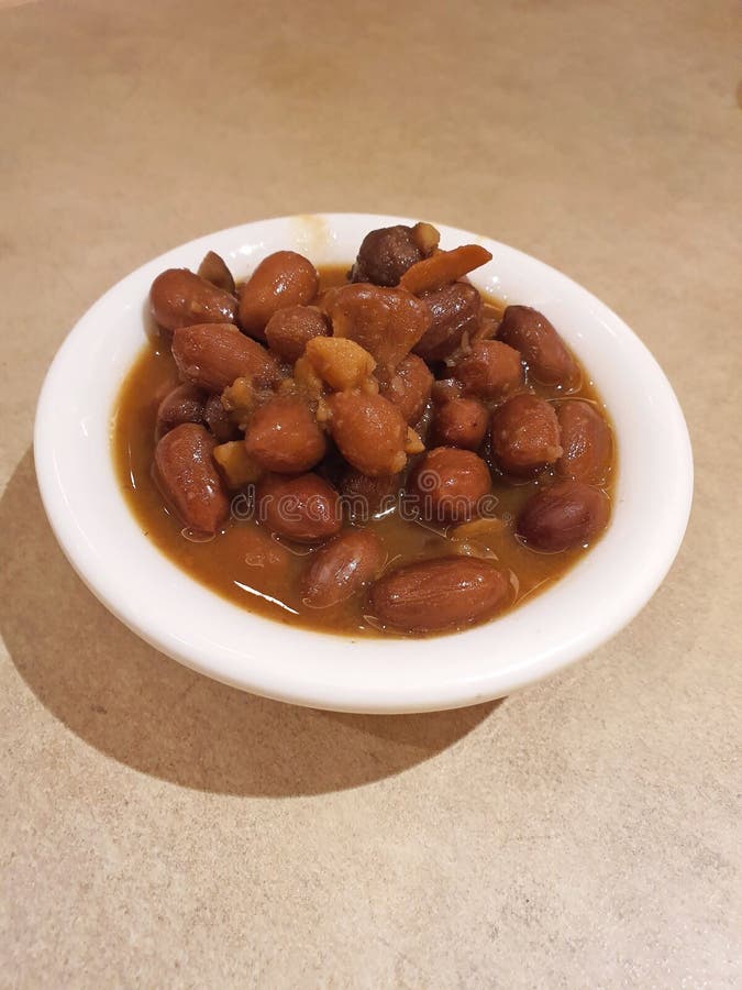 Braised Peanuts Served in a White Dish Stock Image - Image of served ...