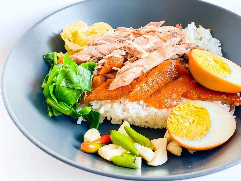 Braised Pork Leg with Steamed Rice Stock Image - Image of chinese ...
