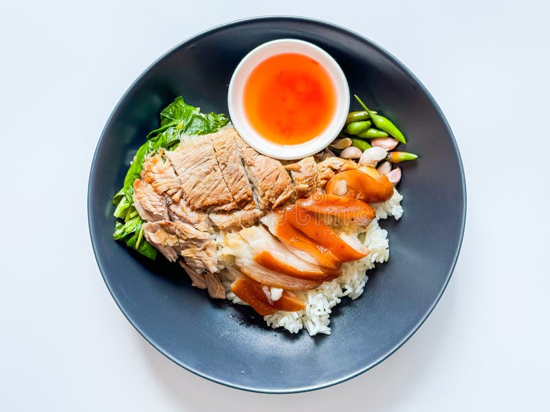 Braised Pork Leg with Steamed Rice Stock Photo - Image of food, cooking ...