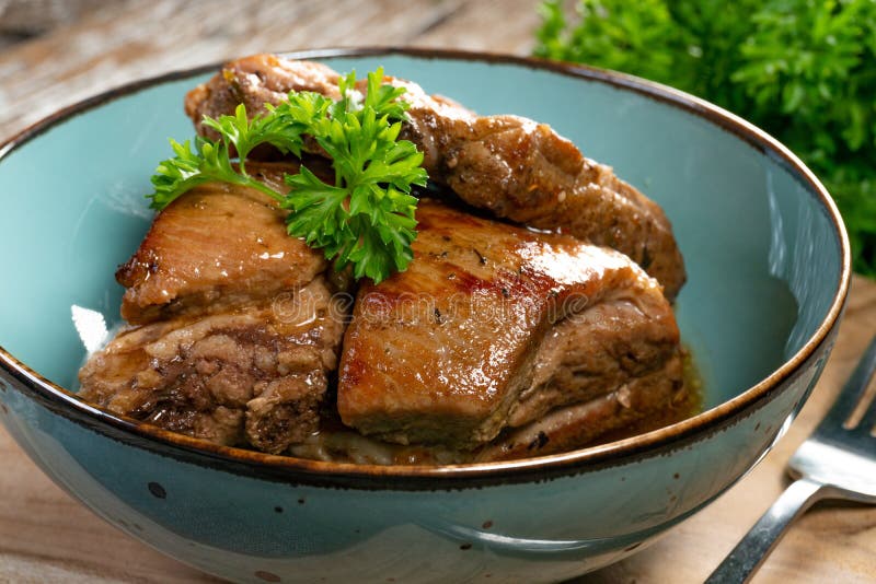 Braised pork ribs stock photo. Image of wooden, ribs - 265822774