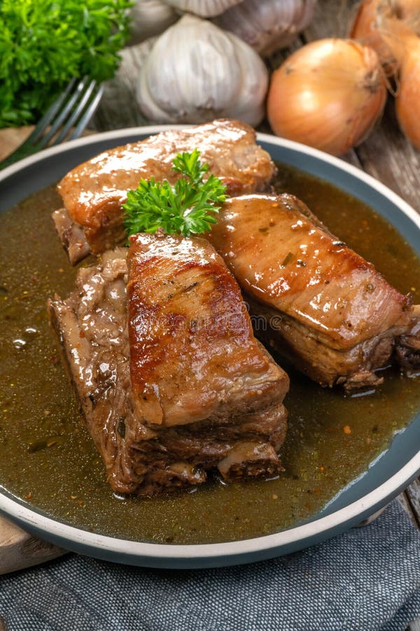 Braised pork ribs stock photo. Image of fried, sauce - 199396550