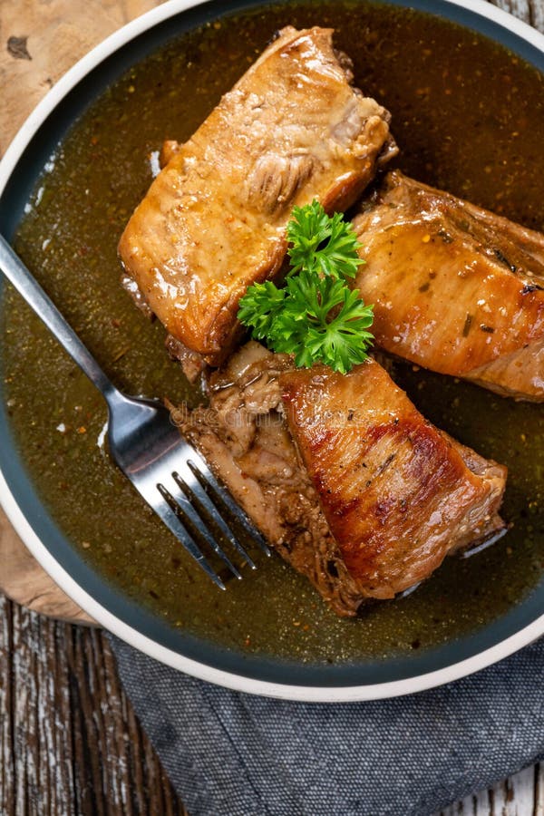 Braised pork ribs stock image. Image of wooden, ribs - 213767379