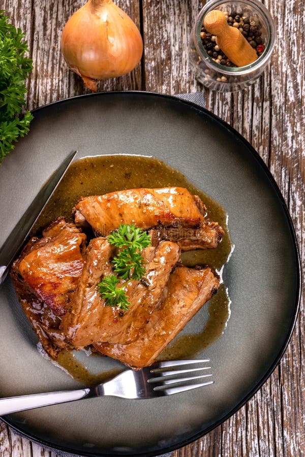 Braised pork ribs stock image. Image of dish, braised - 213767443