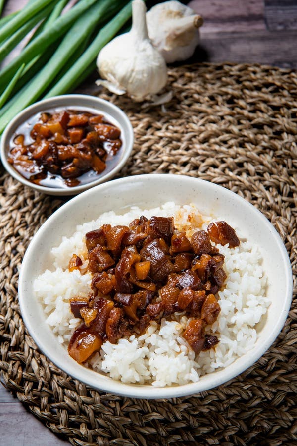 Braised Pork on Rice is Minced Pork Served with Pickles on Top of ...