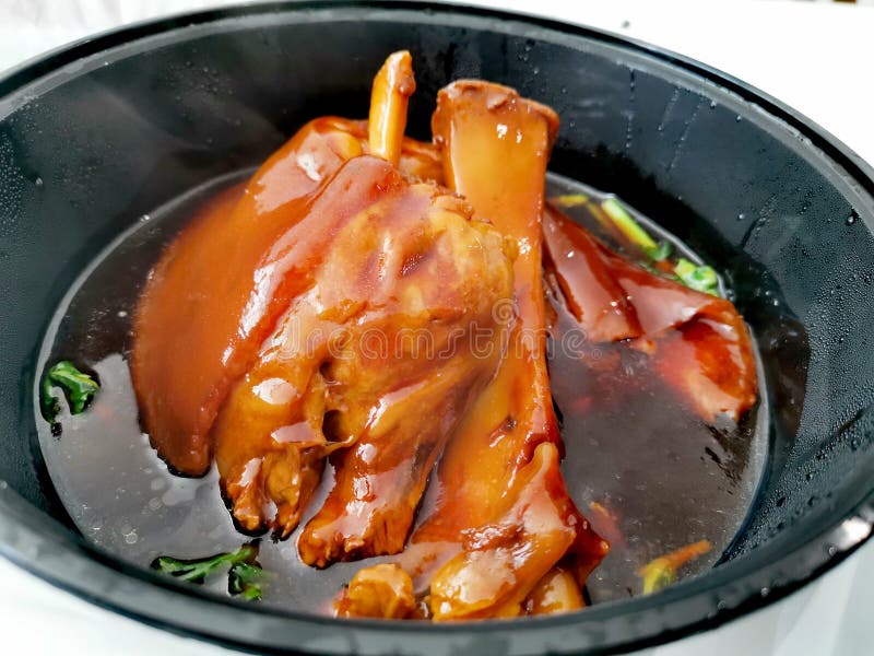 Braised Pork Trotters in a Takeaway Container Stock Photo - Image of ...