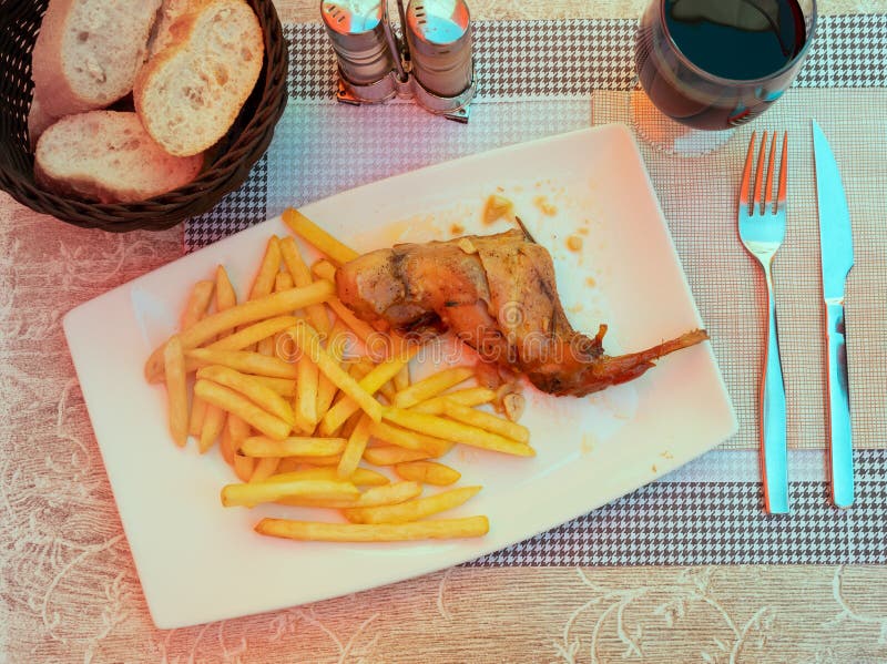 Braised Rabbit Served with Potato Garnish Stock Photo - Image of tasty ...