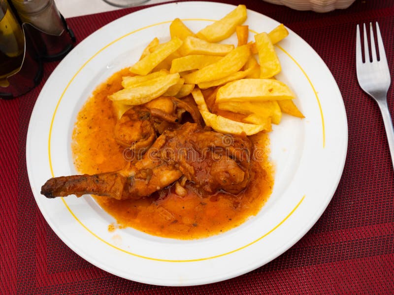 Braised Rabbit Served with Potato Garnish Stock Image - Image of rabbit ...