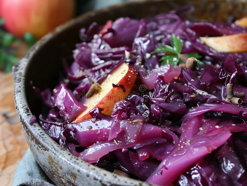 Braised Red Cabbage with Apple and Cloves Stock Illustration ...