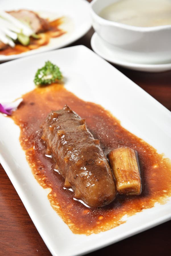 Braised sea cucumber stock photo. Image of trepang, black - 77240636
