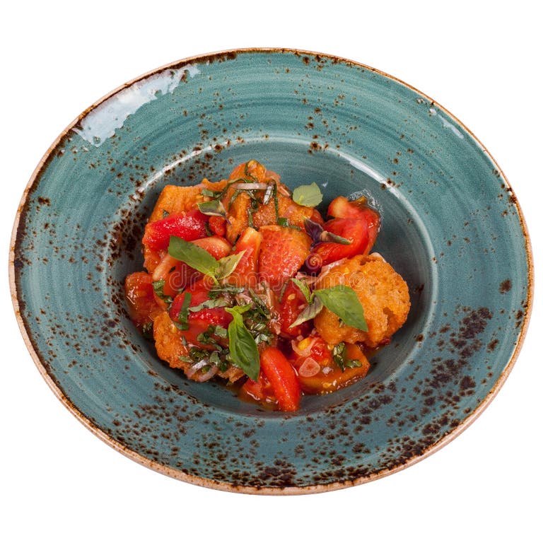 Braised Vegetables Saled on Blue Plate Isolated Stock Photo - Image of ...