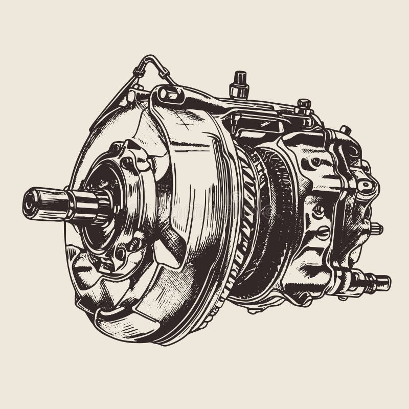 Brake Booster Vector Drawing. Isolated Hand Drawn, Engraved Style ...