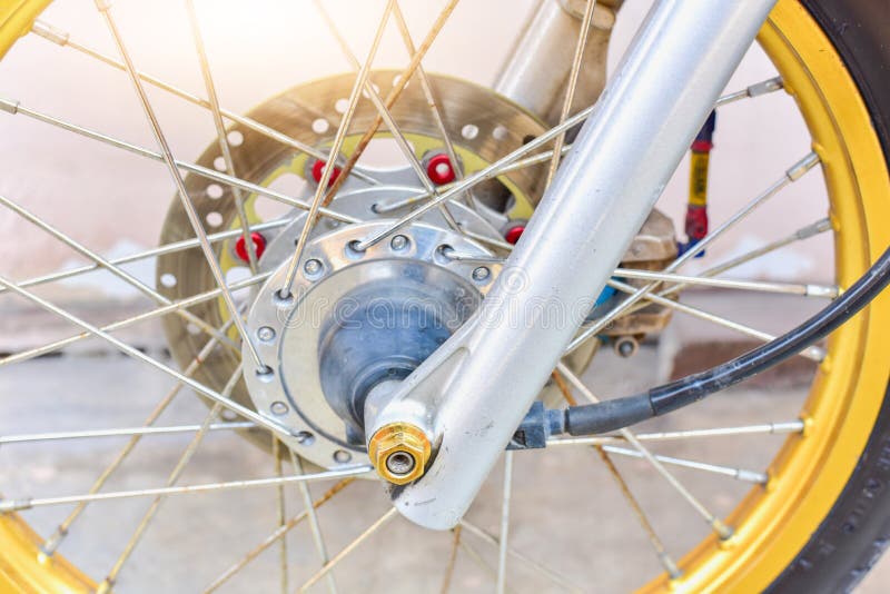 Brake Disc and Front Wheel of Motorcycle Stock Photo - Image of brake ...