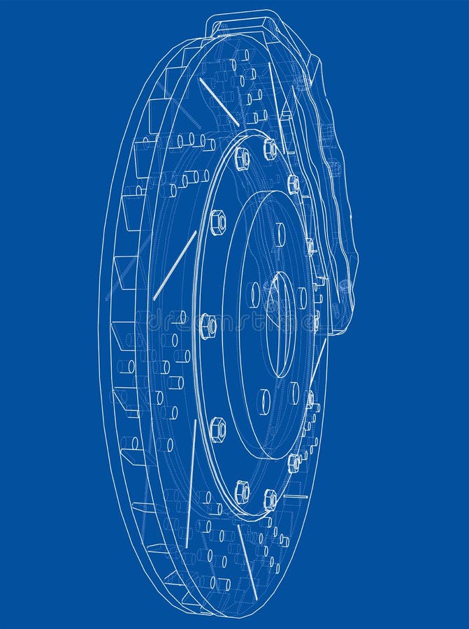 Brake Disc Outline. 3D Illustration Stock Illustration - Illustration ...