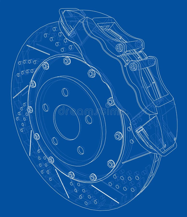 Brake Disc Outline. 3D Illustration Stock Illustration - Illustration ...