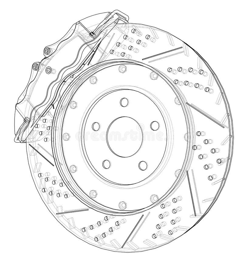 Brake Disc Outline. Vector Rendering of 3d Stock Vector - Illustration ...