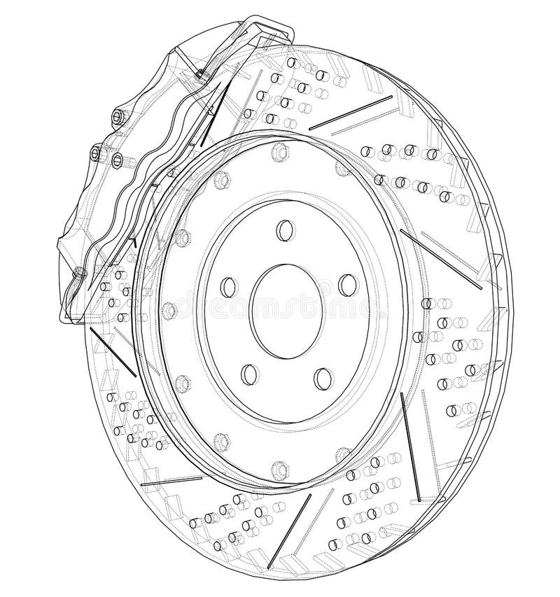 Brake Disc Outline. Vector Rendering of 3d Stock Vector - Illustration ...