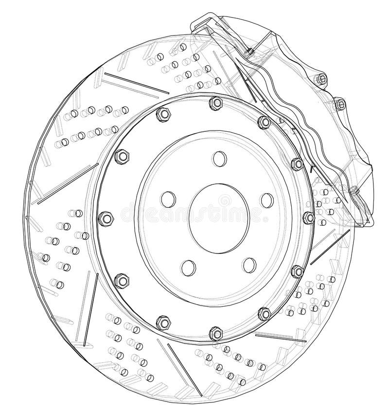 Brake Disc Outline. Vector Rendering of 3d Stock Vector - Illustration ...