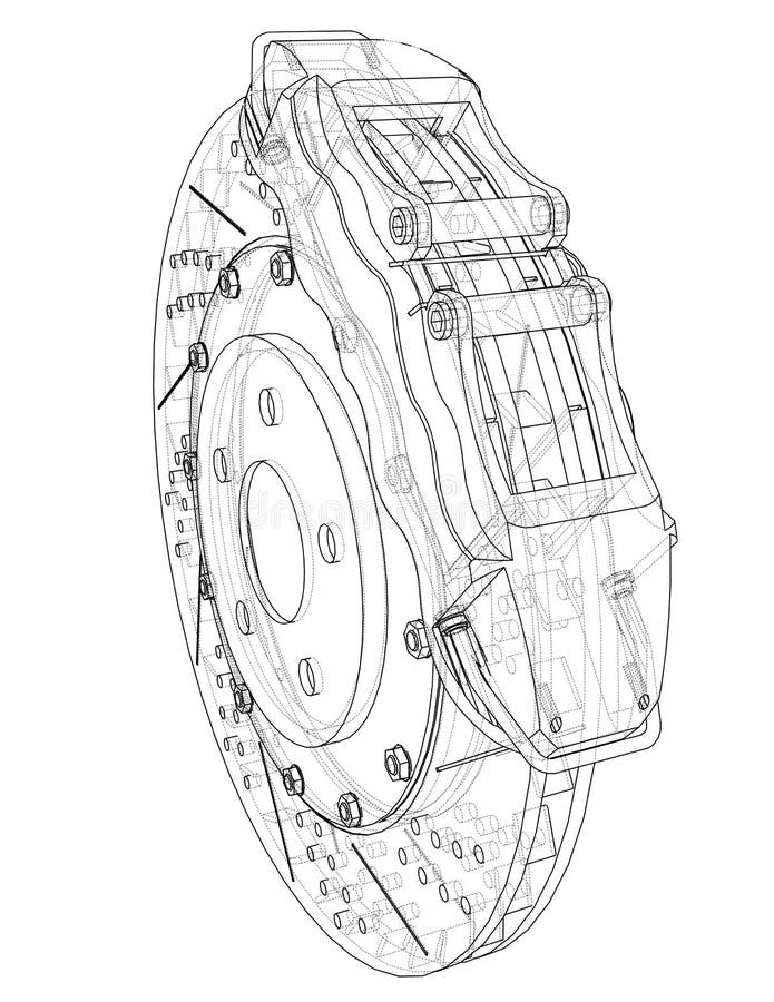 Brake Disc Outline. Vector Rendering of 3d Stock Vector - Illustration ...