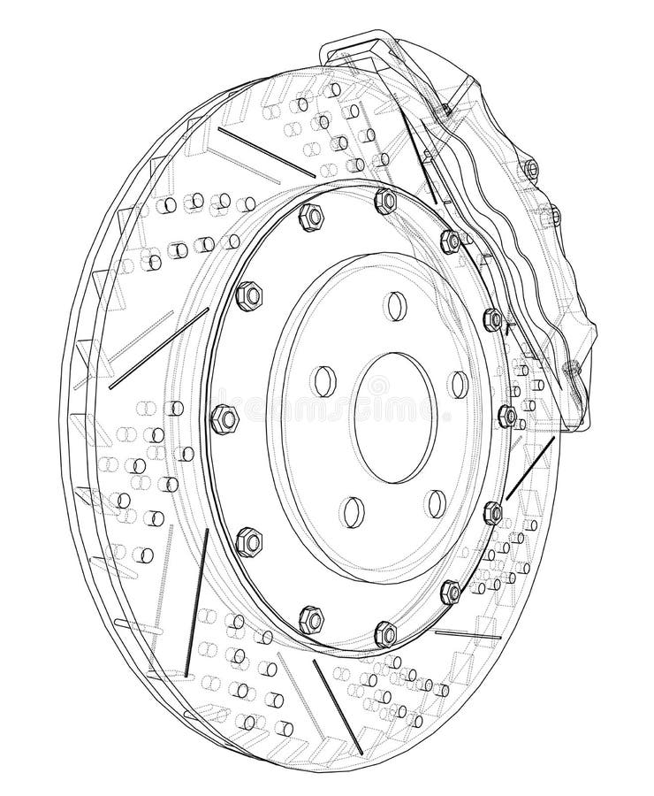 Brake Disc Outline. Vector Rendering of 3d Stock Vector - Illustration ...