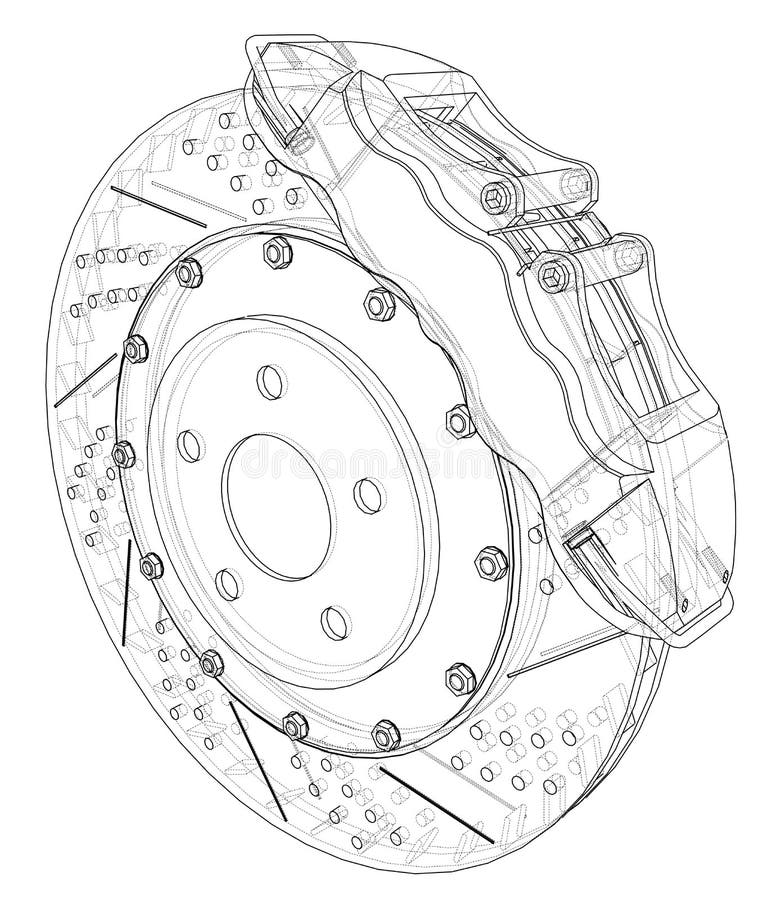 Brake Disc Outline. Vector Rendering of 3d Stock Vector - Illustration ...