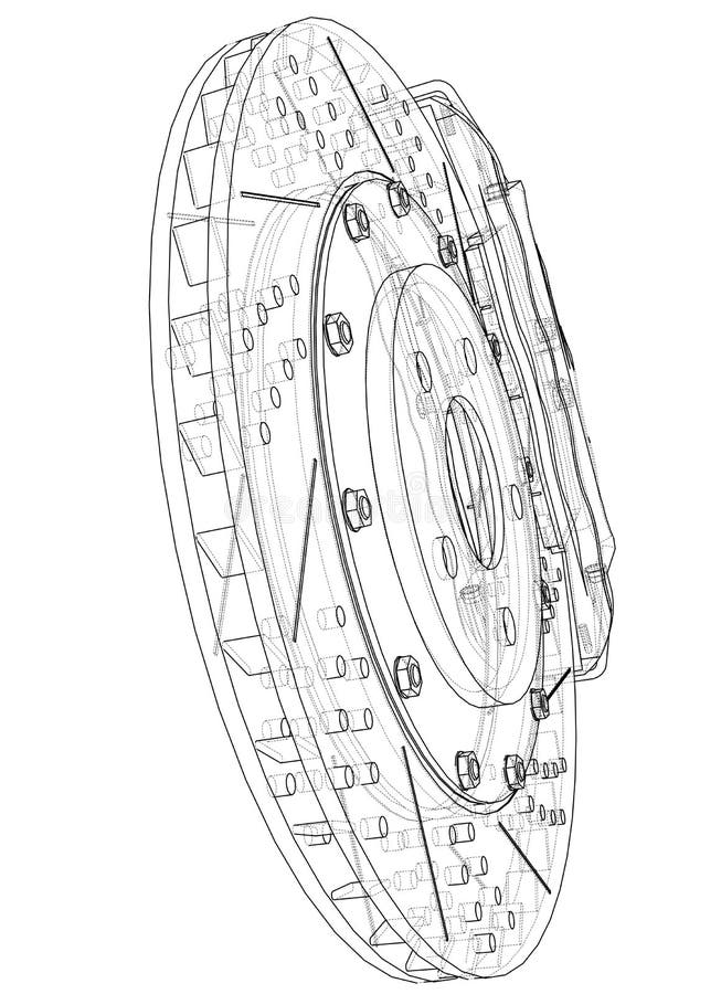 Brake Disc Outline. Vector Rendering of 3d Stock Vector - Illustration ...