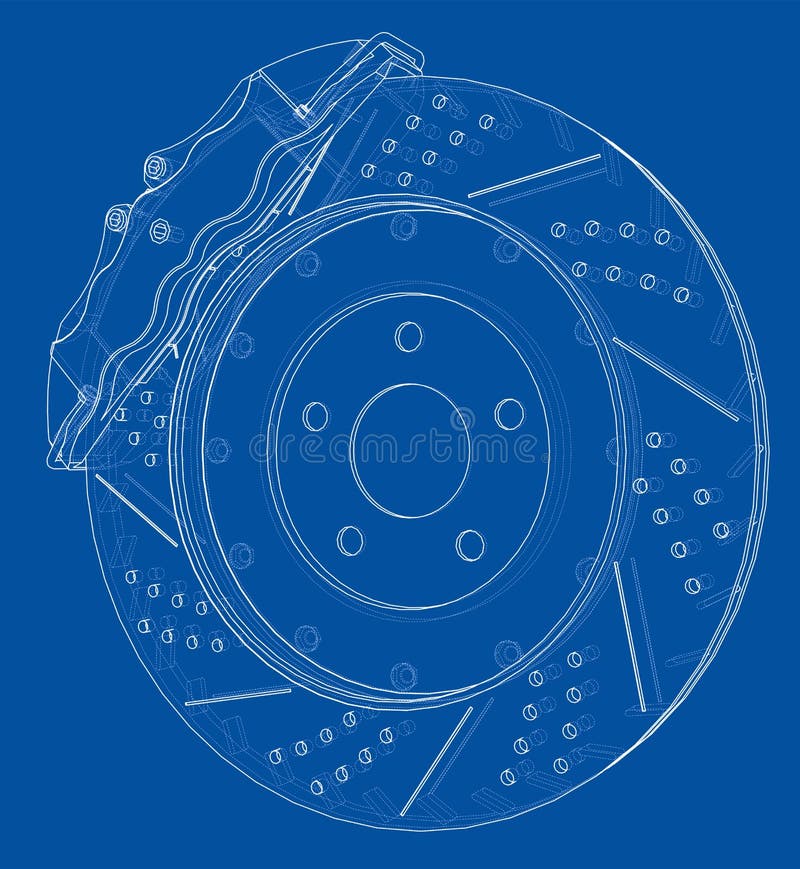 Brake Disc Outline. Vector Rendering of 3d Stock Vector - Illustration ...