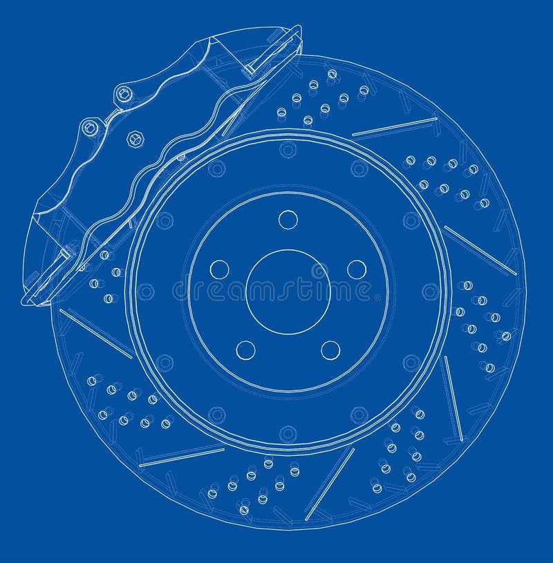 Brake Disc Outline. Vector Rendering of 3d Stock Vector - Illustration ...