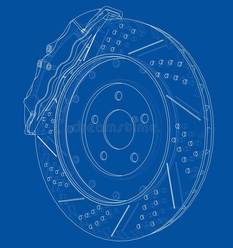 Brake Disc Outline. Vector Rendering of 3d Stock Vector - Illustration ...