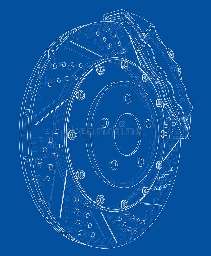 Brake Disc Outline. Vector Rendering of 3d Stock Vector - Illustration ...