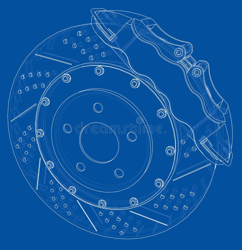 Brake Disc Outline. Vector Rendering of 3d Stock Vector - Illustration ...