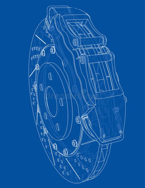 Brake Disc Outline. Vector Rendering of 3d Stock Vector - Illustration ...