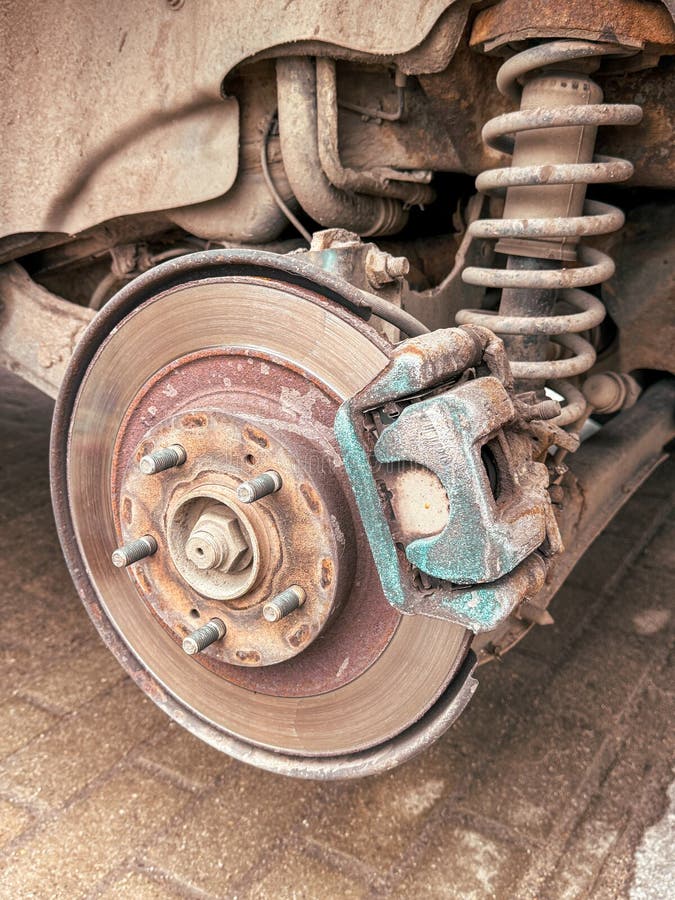A Brake Disc on a Removed Car Wheel Stock Image - Image of automobile ...