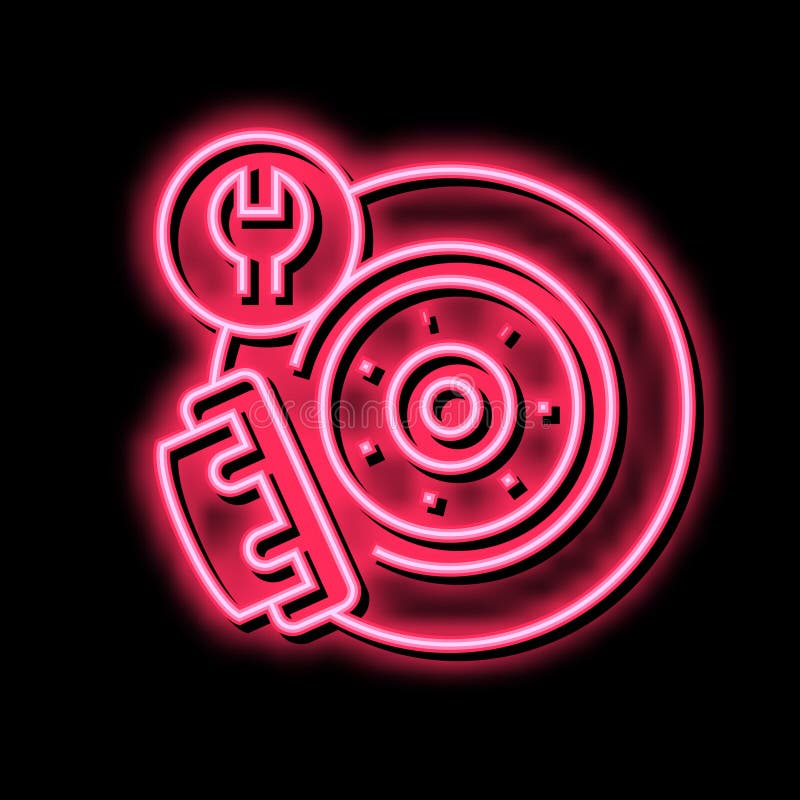 Brake Disc Repair Neon Glow Icon Illustration Stock Vector ...