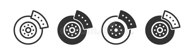 Brake Disk Icons in Four Different Versions in a Flat Design Stock ...