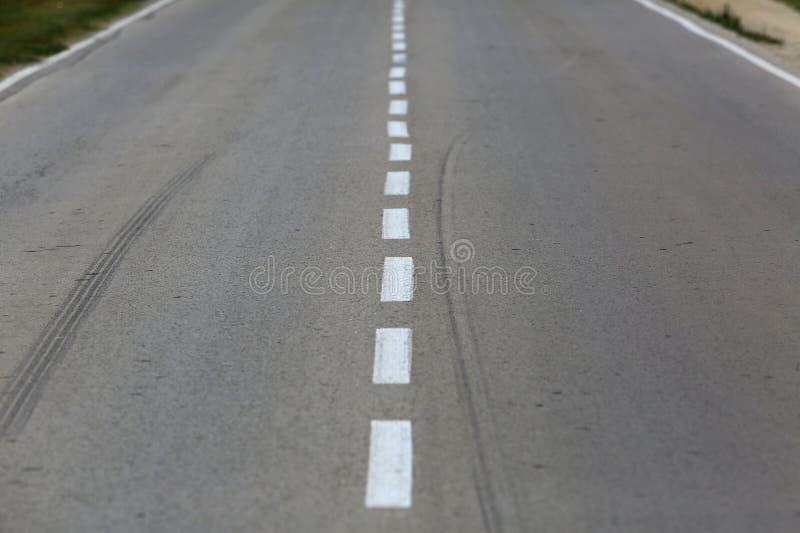 Brake Marks Trace in the Asphalt Road Stock Image - Image of line ...