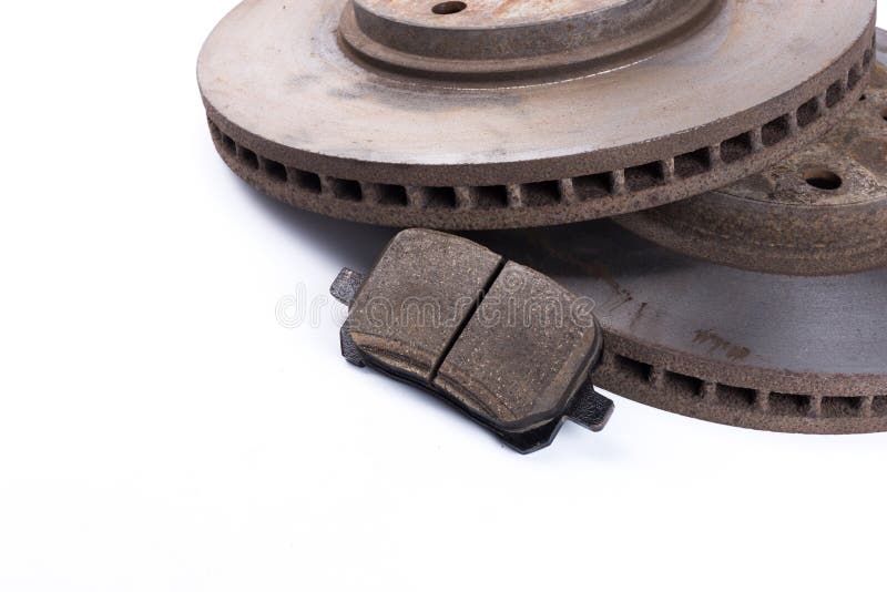Brake Pads and Brake Discs on White Background Stock Photo - Image of ...