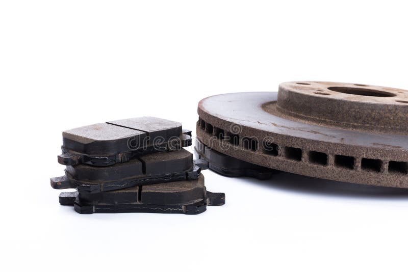 Brake Pads and Brake Discs on White Background Stock Photo - Image of ...