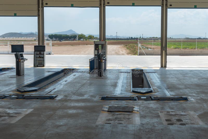 Brake and Pit Check Rollers in a Vehicle Inspection Station Stock Image ...