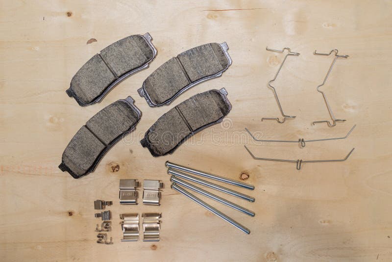 Brake Replacement Kit Showing Brake Pads, Caliper Pins, Shims, Wear ...