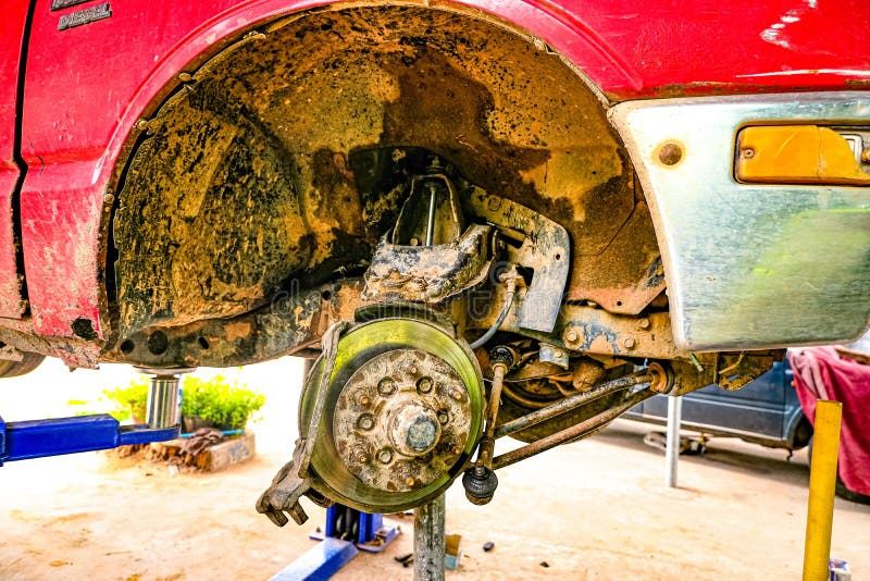 Brake and Suspension System Under Maintenance. Stock Photo - Image of ...