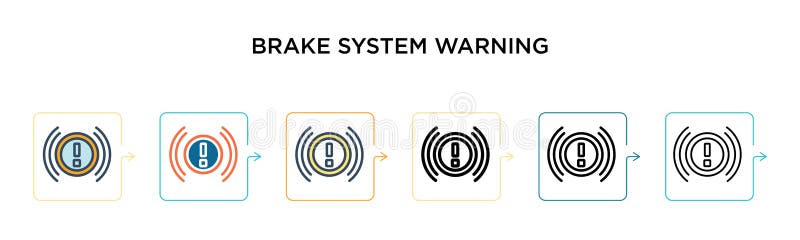 Brake System Warning Vector Icon in 6 Different Modern Styles. Black ...