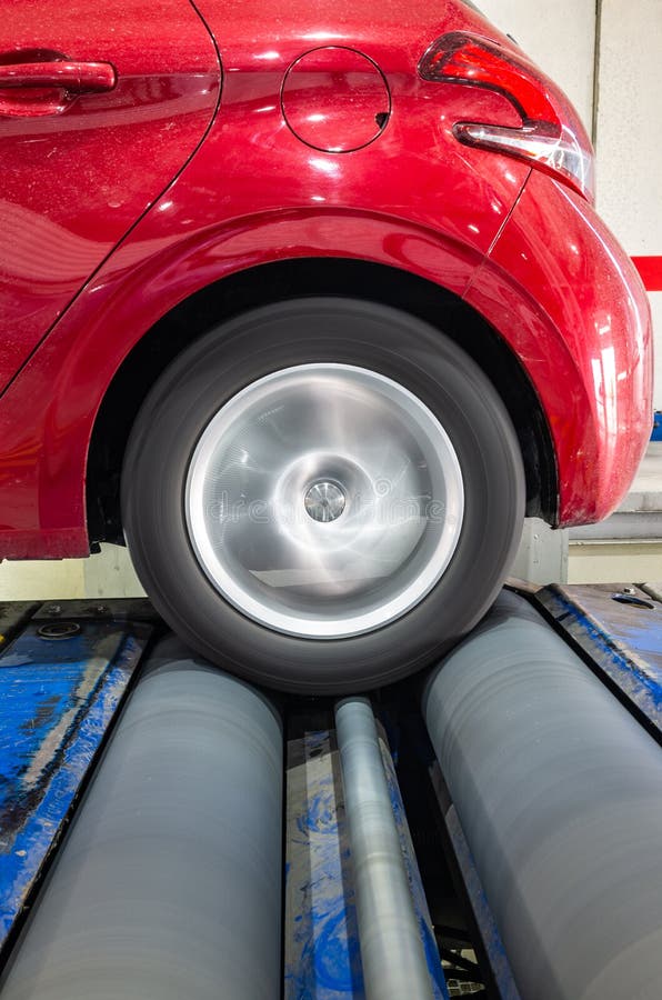 Brake Test Performance Rear Wheel Drive in a Car Laboratory Stock Photo ...
