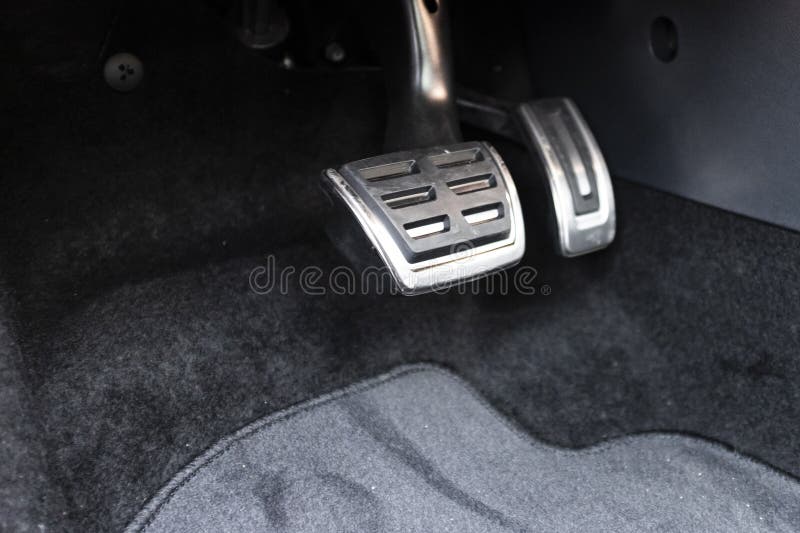 Brake and Throttle Aluminium Pedals Inside a Racing Car Stock Photo ...