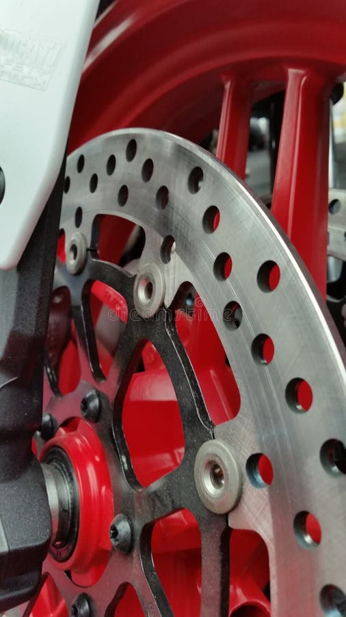 Brakedisk on a red wheel stock photo. Image of grey - 224500462