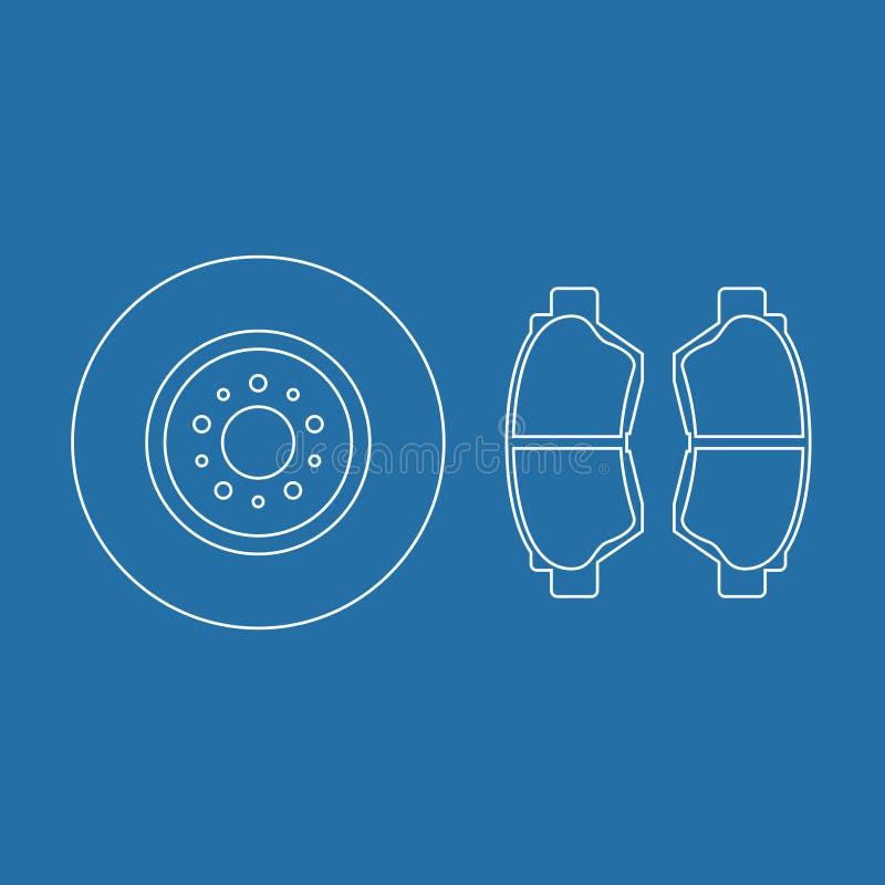 Car Brake Disc and Brake Pads Icon Set. Vector Illustration Stock ...