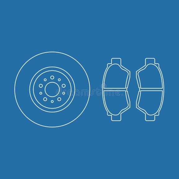 Car Brake Disc and Brake Pads Icon Set. Vector Illustration Stock ...