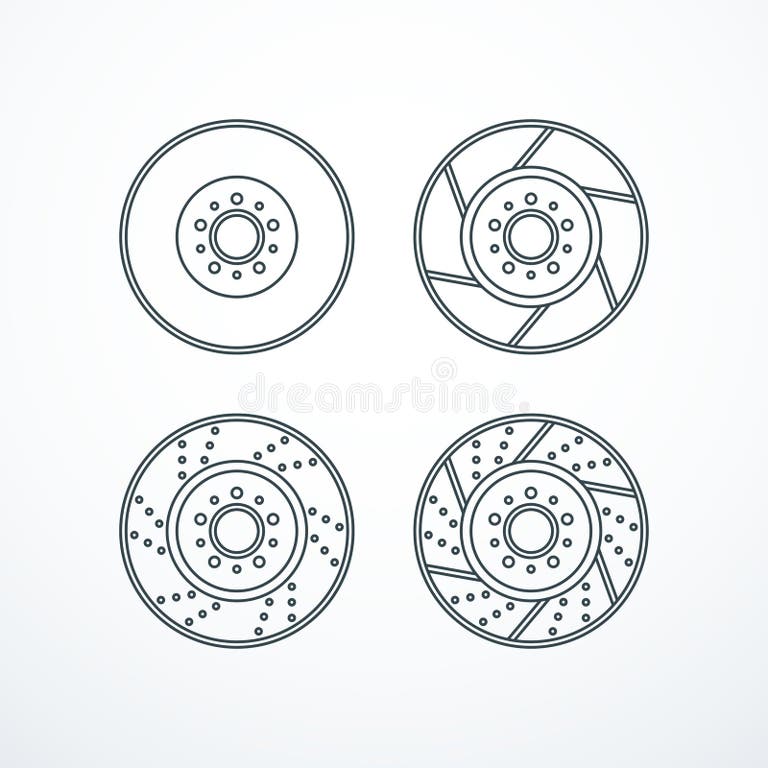 Car Brake Disc Icon Set. Vector Illustration Stock Vector ...