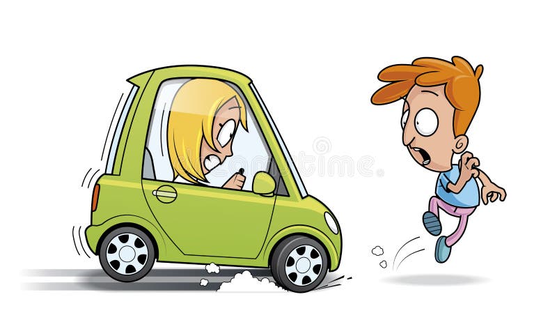 Braking To Avoid Running Over a Pedestrian Stock Vector - Illustration ...
