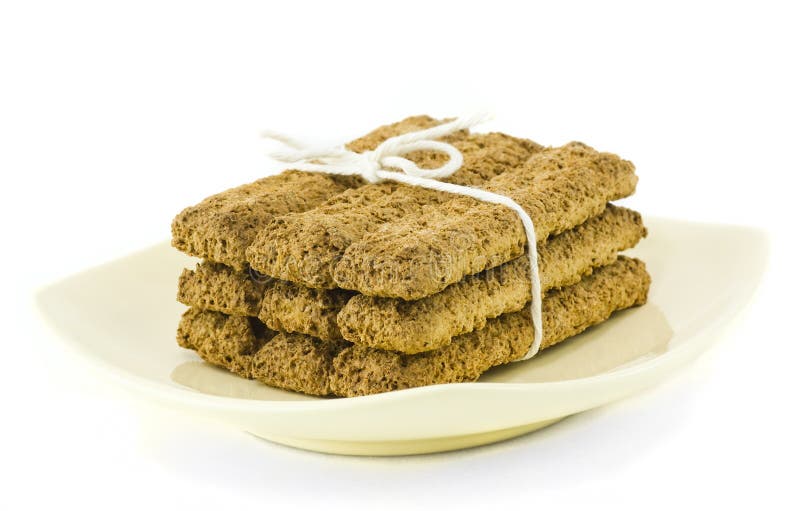 Bran Biscuits - Tied on Vanilla Dish Stock Photo - Image of cereal ...